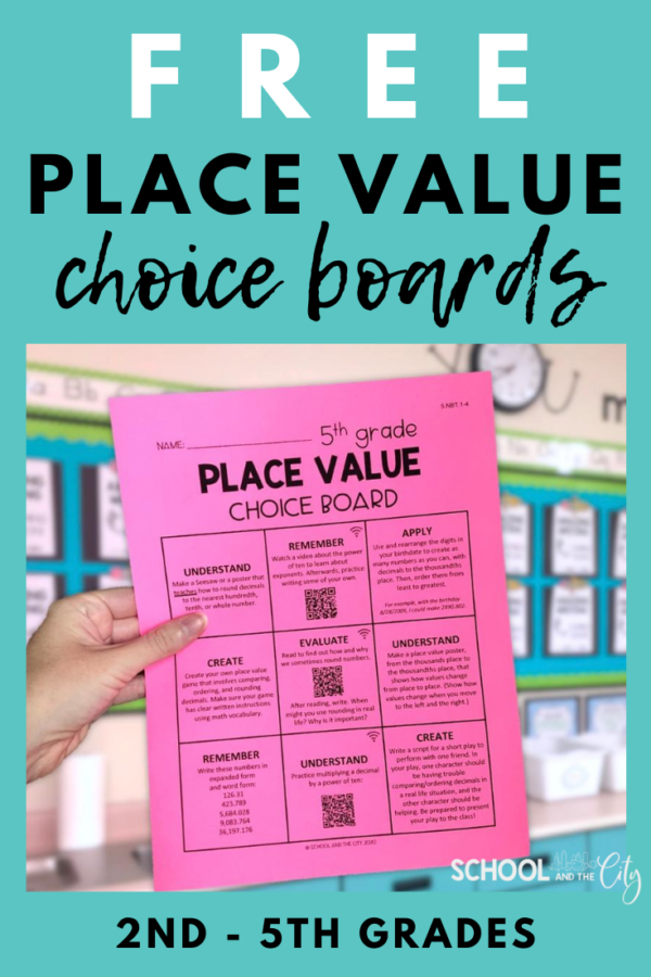 Engage Students with Math Choice Boards - School and the City